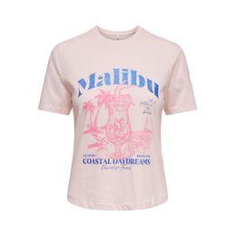 Kurzarmshirt Only "ONLDINA S/S CLUB TOP BOX JRS", Damen, Gr. L, pale lila print:malibu, Jersey, Obermaterial: 100% Baumwolle, bedruckt, regular fit normal, Rundhals, Shirts Kurzarmshirt, Baumwolle, regular fit, Rundhals