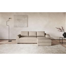 Ecksofa COTTA "Drift L-Form Recamiere, Breite 253 cm", nature, B:253cm H:86cm T:154cm, 96% POLYESTER (PES) 4% POLYAMID(PA), Sofas, Ecksofa, optional auch mit Schlaffunktion, Wellenunterfederung