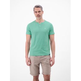 Kurzarmshirt Lerros, Herren, Gr. L, mint water, Single Jersey, Obermaterial: 100% Baumwolle, bestickt, unifarben, normal h&uuml;ftbedeckend, Rundhals, Shirts Kurzarmshirt, mit Serafino-Kragen