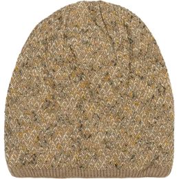 Strickm&uuml;tze styleBREAKER "Strick Beanie M&uuml;tze Dreieck Bunt mit Thermo-Fleece", Damen, braun (braun, beige), 75% Polyacryl PAN. 15% Polyamid PA. 10% Wolle WO., Modisch, M&uuml;tzen Strickm&uuml;tze