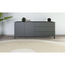 borchardt M&ouml;bel Sideboard BORCHARDT M&Ouml;BEL "Sophia, Grifflos mit schwarzen Metallf&uuml;&szlig;en", schwarz (schwarz matt), B:152cm H:62cm T:35cm, Spanplatte, Sideboards, Sideboard