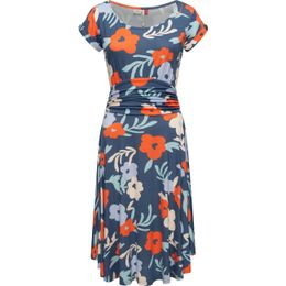 Sommerkleid Ragwear "Sommerkleid Yvone Flowers", Damen, Gr. XXL, N-Gr, blau (petrol), Obermaterial: 95% Viskose CV. 5% Elasthan EL., Kleider Sommerkleid