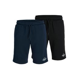 Jack & Jones Shorts JACK & JONES "JPSTGORDON BRANDON SWEAT SHORTS MP 2PK", Damen, Gr. XS, N-Gr, schwarz pack:with wei&szlig; melange, Web, Obermaterial: 65% Polyester, 35% Baumwolle, meliert, regular fit, Hosen Shorts