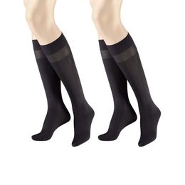 Kniestr&uuml;mpfe Hudson "SIMPLY 40 2-PACK", Damen, Gr. 39-42, schwarz, Baumwollmischung, normal, Socken Kniestr&uuml;mpfe, Semi-blickdicht und matt