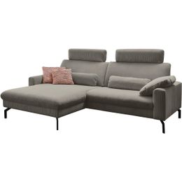 Ecksofa DIE PLANBAR, feincord grau, B:248cm H:116cm T:179cm, 95% Polyester;5% Nylon, Sofas, Ecksofa, wahlweise mit Kopfst&uuml;tzen und Sitztiefenverstellung