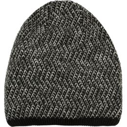 Strickm&uuml;tze styleBREAKER "Strick Beanie M&uuml;tze Dreieck Bunt mit Thermo-Fleece", Damen, schwarz (schwarz, grau), 75% Polyacryl PAN. 15% Polyamid PA. 10% Wolle WO., Modisch, M&uuml;tzen Strickm&uuml;tze