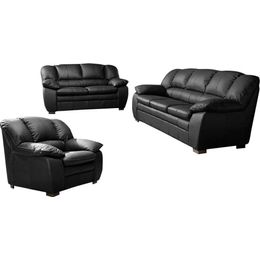 Polstergarnitur COTTA "Casino, Sofa Set, 3-2-1 Sitzer, Wohnzimmer Garnitur", schwarz, H:88cm T:92cm, FSC-zertifizierter Holzwerkstoff, Sitzm&ouml;bel-Sets, Polstergarnitur, Sessel, 2-Sitzer, 2,5-Sitzer, hohe R&uuml;ckenlehne