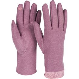 Fleecehandschuhe styleBREAKER "Touchscreen Handschuhe Teddyfell", Damen, rosa (mauve), Obermaterial: 50% Viskose CV. 50% Polyester PES., Modisch, Handschuhe Fleecehandschuhe