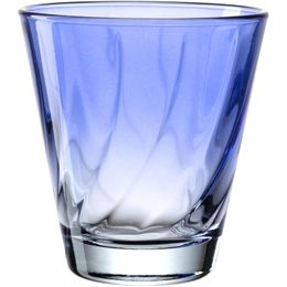 Gl&auml;ser-Set Leonardo "Trinkglas, TWIST, 215 ml, 4er-Set", blau, H:9cm &Oslash;:8,5cm, Glas, Trinkgef&auml;&szlig;e, Gl&auml;ser-Set, Whiskybecher, sp&uuml;lmaschinengeeignet