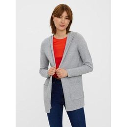 V&eacute;ro Moda Cardigan VERO MODA "VMDOFFY OPEN HOOD", Damen, Gr. L, grau (light grau melange), Feinstrick, Obermaterial: 94% Polyester, 3% Elasthan, 3% Polyamid, meliert, l&auml;ssig geschnitten Po-bedeckend, Rundhals, Strickjacken Cardigan