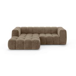Ecksofa HOMSY BY ANA JOHNSON "BOUBELLE L-Form, Design-Sofa mit Steppung, Bubble-Optik, Breite 247 cm", hellbraun, B:247cm H:75cm T:156cm, 100% Polyester, Sofas, Ecksofa, hoher Sitzkomfort dank Wellenunterfederung, gem&uuml;tlich und modern
