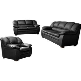 Polstergarnitur COTTA "Casino, Sofa Set, 3-2-1 Sitzer, Wohnzimmer Garnitur", schwarz, H:88cm T:92cm, FSC-zertifizierter Holzwerkstoff, Sitzm&ouml;bel-Sets, Polstergarnitur, Sessel, 2-Sitzer, 2,5-Sitzer, hohe R&uuml;ckenlehne