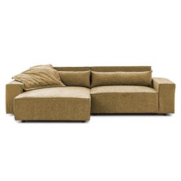 Ecksofa OTTO HOME "KINLEE Design-Sofa mit Recamiere rechts/links, Ma&szlig;e B/T/H 251/144/70cm", gr&uuml;n, B:251cm H:70cm T:144,5cm, 100% Polyester, Sofas, Ecksofa, L-Form mit Wellenunterfederung, ohne Bettfunktion, modern und beguem