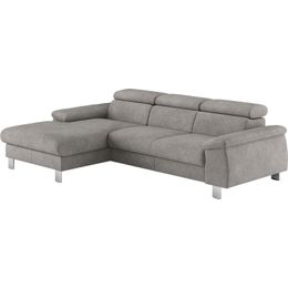 Ecksofa COTTA "Komaris L-Form, B: 244 cm", elephant, B:244cm H:72cm T:166cm, 94% POLYESTER (PES) 6%POLYAMID (PA), Sofas, Ecksofa, mit Kopfteilverstellung, optional Bettfunktion, Bettkasten & Licht