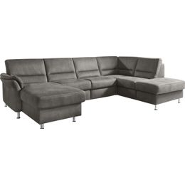 Wohnlandschaft DIE PLANBAR, deluxe anthrazit, B:316cm H:92cm T:203cm, 100% Polyester, Sofas, Wohnlandschaft, Wahlweise mit Kopfst&uuml;tzen und echt bezogenem R&uuml;cken
