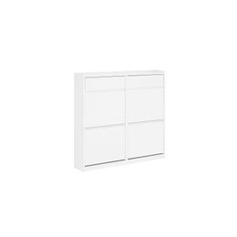 sobuy Schuhschrank mit 6 T&uuml;ren Wei&szlig; 98x19x95cm Minimalistisch