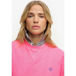 Sweatshirt Superdry "STUDIOS RELAXED CREW", Damen, Gr. M, dry fluro pink, Sweatware, Obermaterial: 100% Baumwolle, unifarben, relaxed fit normal, Rundhals, Sweatshirts Sweatshirt