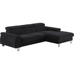 Ecksofa COTTA "Komaris L-Form, B: 244 cm", charcoal, B:244cm H:72cm T:166cm, 88% POLYESTER (PES) 12% POLYAMID (PA), Sofas, Ecksofa, mit Kopfteilverstellung, optional Bettfunktion, Bettkasten & Licht