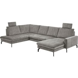 Wohnlandschaft DIE PLANBAR, amira silber, B:332cm H:114cm T:220cm, 100% Polyester, Sofas, Wohnlandschaft, wahlweise mit Kopfst&uuml;tzen und Sitztiefenverstellung