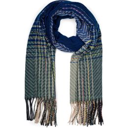 Strickschal styleBREAKER "Feinstrick Schal Zick-Zack gestreift", Damen, blau (royalblau, jadegr&uuml;n), Obermaterial: 100% Polyester PES., Modisch, Modet&uuml;cher Strickschal