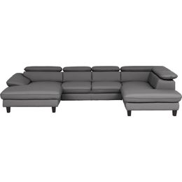 Wohnlandschaft Home Affaire "Pilot U-Form", fango, B:331cm T:108cm, Sofas, Wohnlandschaft, mit Kopfteilverstellung, wahlweise mit Bettfunktion & Bettkasten