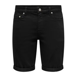 Only & Sons Shorts ONLY & SONS "ONSPLY BOX PIM JOG DNM SHORTS OTL", Damen, Gr. L, N-Gr, schwarz denim, Web, Obermaterial: 64% Baumwolle, 31% Polyester, 3% Viskose, 2% Elasthan, unifarben, regular fit knielang, Hosen Shorts