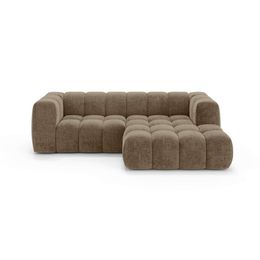 Ecksofa HOMSY BY ANA JOHNSON "BOUBELLE L-Form, Design-Sofa mit Steppung, Bubble-Optik, Breite 247 cm", hellbraun, B:247cm H:75cm T:156cm, 100% Polyester, Sofas, Ecksofa, hoher Sitzkomfort dank Wellenunterfederung, gem&uuml;tlich und modern