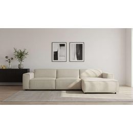 Ecksofa OTTO HOME "Jorrena, extra weicher Chenille-Stoff", beige, B:316cm H:73cm T:166cm, 100% Polyester, Sofas, Ecksofa, L-Form, 3 Komfortstufen, Breite 316 cm, mit Wellenunterfederung