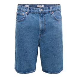 Only & Sons Shorts ONLY & SONS "ONSFADE PIM DNM SHORTS BOX", Damen, Gr. L, N-Gr, medium blau denim, Web, Obermaterial: 100% Baumwolle, unifarben, straight fit knielang, Hosen Shorts