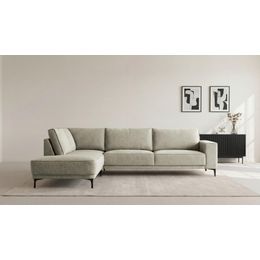 Ecksofa OTTO HOME "Casina", beige (natural), B:289cm H:85cm T:210cm, 90%Polyester, 10% Nylon, Sofas, Ecksofa, mit abgerundeter Ottomane, in einem weichen Chenille-Stoff