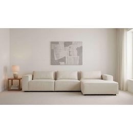 Ecksofa OTTO HOME "Jorrena, extra weicher Chenille-Stoff", beige, B:346cm H:73cm T:166cm, 100% Polyester, Sofas, Ecksofa, L-Form, 3 Komfortstufen, Breite 346 cm, mit Wellenunterfederung