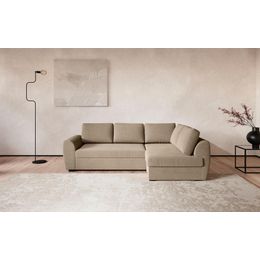 Ecksofa COTTA "Drift L-Form Ottomane, Breite 253 cm", toffee, B:253cm H:86cm T:154cm, 96% POLYESTER (PES) 4% POLYAMID(PA), Sofas, Ecksofa, optional auch mit Schlaffunktion, Wellenunterfederung