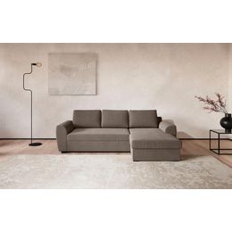 Ecksofa COTTA "Drift L-Form Recamiere, Breite 253 cm", taupe, B:253cm H:86cm T:154cm, 96% POLYESTER (PES) 4% POLYAMID(PA), Sofas, Ecksofa, optional auch mit Schlaffunktion, Wellenunterfederung