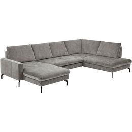 Wohnlandschaft DIE PLANBAR, amira silber, B:332cm H:89cm T:220cm, 100% Polyester, Sofas, Wohnlandschaft, wahlweise mit Kopfst&uuml;tzen und Sitztiefenverstellung