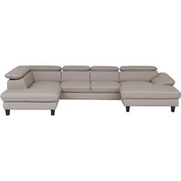 Wohnlandschaft Home Affaire "Pilot U-Form", mud, B:331cm T:108cm, Sofas, Wohnlandschaft, mit Kopfteilverstellung, wahlweise mit Bettfunktion & Bettkasten