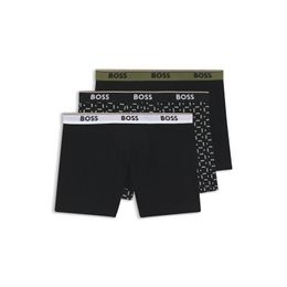 Boxershorts BOSS, Herren, Gr. XXL, 3 Stk., schwarz 003, Jersey, Obermaterial: 95% Baumwolle, 5% Elasthan, unifarben, k&ouml;rpernah, Unterhosen Boxershorts, l&auml;ngeres Bein, anliegend, aus Stretch-Baumwolle