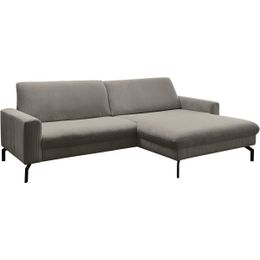 Ecksofa DIE PLANBAR, feincord grau, B:248cm H:91cm T:179cm, 95% Polyester;5% Nylon, Sofas, Ecksofa, wahlweise mit Kopfst&uuml;tzen und Sitztiefenverstellung