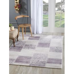Teppich Sanat "Harmony 3202, auch als L&auml;ufer" Gr. 31, lila, B:80cm H:12mm L:300cm, Kunstfaser, Teppiche, Teppich, Wohnzimmer, Kurzflor, modern, Patchwork, Schlafzimmer