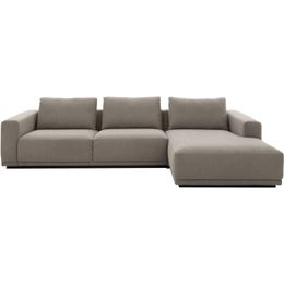Ecksofa Musterring "JustB PM200, mit Holzrahmen in schwarz", stone, B:316cm H:78cm T:166cm, 94% Polyester, 6% Nylon, Sofas, Ecksofa, Anreihsofa links & Longchair rechts, mit Armlehnen, inkl. R&uuml;ckenkissen