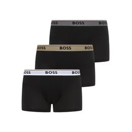 Trunk BOSS, Damen, Gr. M, 3 Stk., schwarz 004, Jersey, Obermaterial: 95% Baumwolle, 5% Elasthan, unifarben, k&ouml;rpernah, Unterhosen Trunk, aus Stretch-Baumwolle mit Logo-Bund, mittlere Bundh&ouml;he
