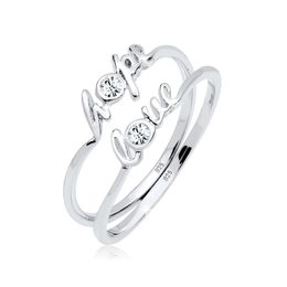 Ring-Set Elli "Ring Hope Love Kristalle 925 Silber" Gr. 58, wei&szlig;, Fingerringe, Damen, 58, Silber 925 (Sterlingsilber), Ring-Set