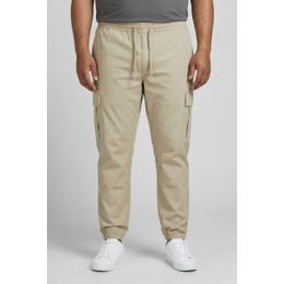 Jack & Jones PlusSize Cargohose "JPSTKANE DYLAN CUFFED CARGO RET PLS", Herren, Gr. 50 (8XL), L&auml;nge 32, crockery, Web, Obermaterial: 98% Baumwolle, 2% Elasthan, JACK & JONES PLUSSIZE, unifarben, relaxed fit lang, Hosen Cargohose, Baumwollmischung, relaxed fit