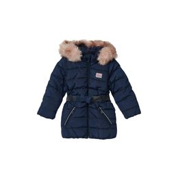 Steppjacke s.Oliver JUNIOR, M&auml;dchen, Gr. 98, navy, Web, Obermaterial: 100% Polyester. Futter: 100% Polyester, unifarben, regular fit ca. Mitte Oberschenkel, Rundhals, Jacken Steppjacke, mit Glitzerg&uuml;rtel und abnehmbarer Kapuze