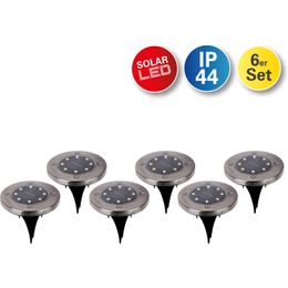 N&auml;ve LED Solarleuchte N&Auml;VE "Kian - Solar-Erdspie&szlig; Wegeleuchte Gartenlampe", grau (stahlgrau), H:13cm &Oslash;:12cm, Leuchten, LED Solarleuchte, Solar-Boden-Erdspie&szlig;, Set, Solar-Lampe, Bodenleuchte, Gartenstrahler