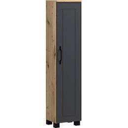 Midischrank Welltime "CADIZ, ged&auml;mpfte Scharniere", matt grau, B:30cm H:130cm T:35cm, MDF, Schr&auml;nke, Midischrank