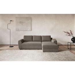 Ecksofa COTTA "Drift L-Form Recamiere, Breite 253 cm", taupe, B:253cm H:86cm T:154cm, 96% POLYESTER (PES) 4% POLYAMID(PA), Sofas, Ecksofa, optional auch mit Schlaffunktion, Wellenunterfederung