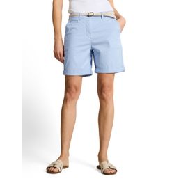 Chinoshorts Tom Tailor, Damen, Gr. 34, N-Gr, kentucky blau, Web, Obermaterial: 86% Baumwolle, 10% Polyester, 4% Elasthan. Futter: 100% Baumwolle, unifarben, normal kurz, Hosen Chinoshorts, mit G&uuml;rtel und Stretch