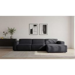 Ecksofa OTTO HOME "Jorrena, extra weicher Chenille-Stoff", dunkelgrau, B:316cm H:73cm T:166cm, 100% Polyester, Sofas, Ecksofa, L-Form, 3 Komfortstufen, Breite 316 cm, mit Wellenunterfederung