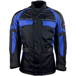Motorradjacke Roleff "Reno" Gr. XXL, blau (blau, schwarz), Jacken, Damen, XXL, Obermaterial: 100% Polyester. Innenfutter: 100% Polyester, Motorradjacke, mit Protektoren, 4 Taschen, 3 Bel&uuml;ftungsl&ouml;cher