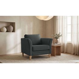 Sessel Home Affaire "Arellano, Breite 93 cm", dunkelgrau, B:93cm H:87cm T:84cm, 100% polyester, Sessel, Sessel, klassisches Design, mit Massivholzf&uuml;&szlig;en, Webstoff fein, Chenille